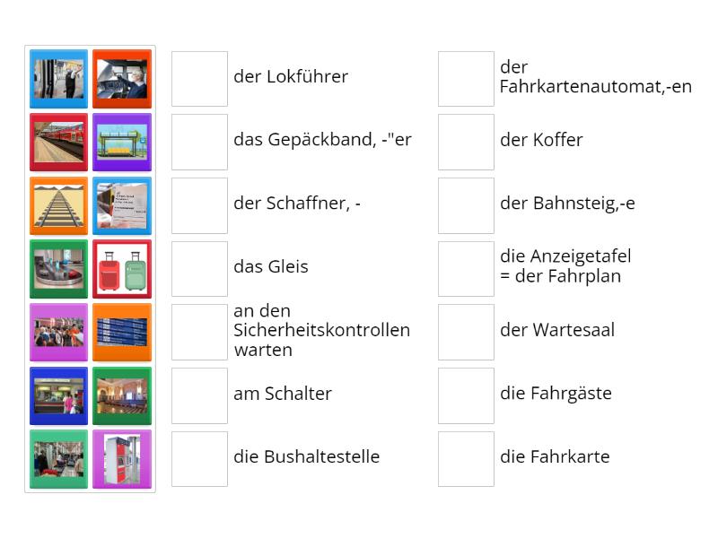 Wortschatz - am Bahnhof - Match up