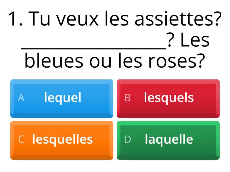 Pronoms interrogatifs lequel, lesquels.... - Quiz