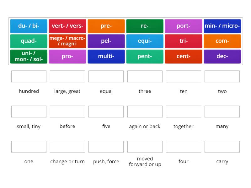 Root/Prefix & Meaning - Match up