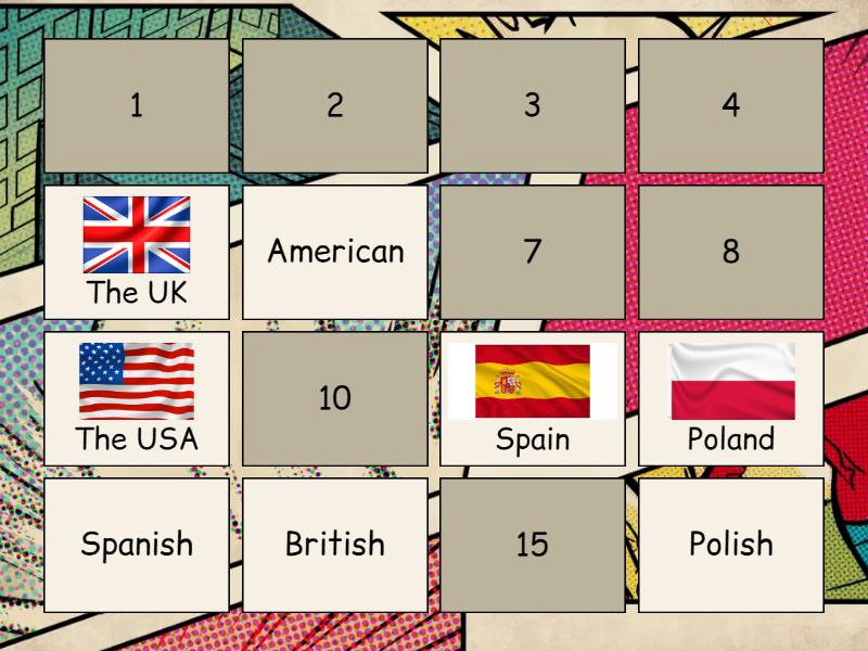 Memory game countries and nationalities 2 - Parejas