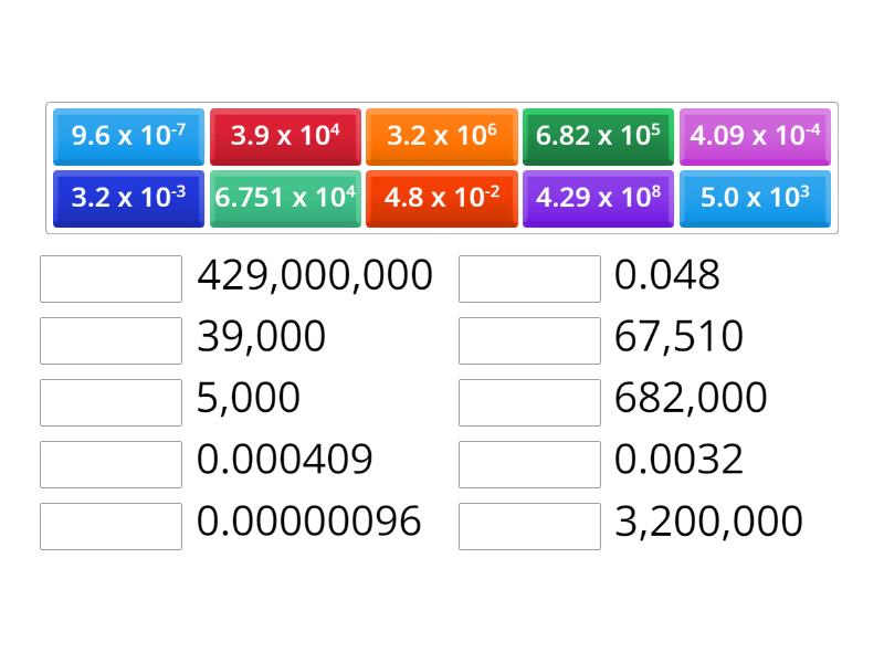 Scientific Notation - Match up