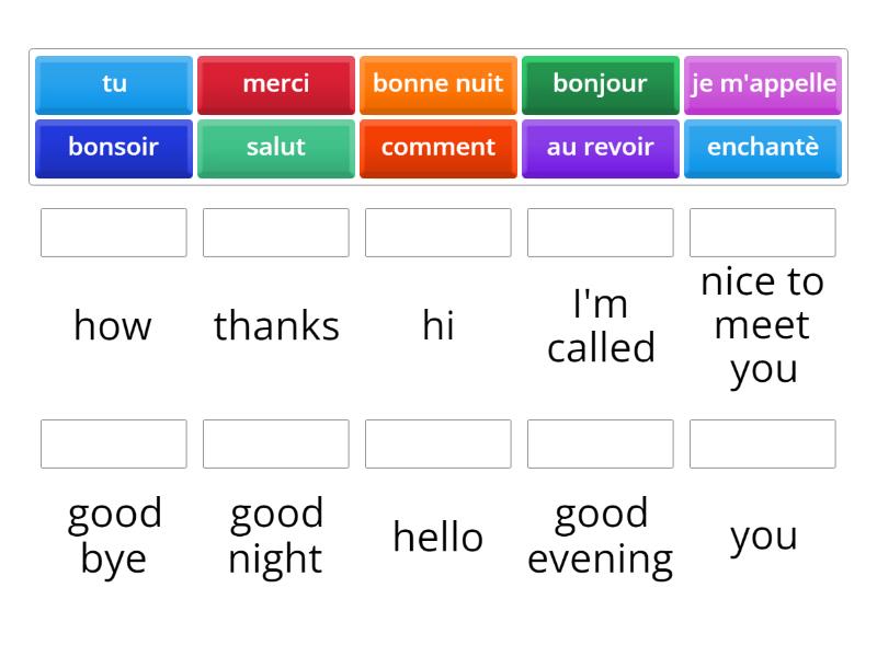 French Greetings II - Match up