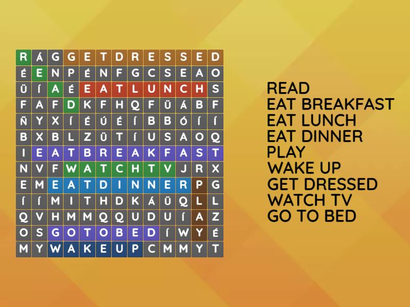 daily routine - Sopa de letras