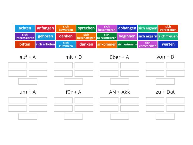 Verben mit Präpositionen B1 - Group sort
