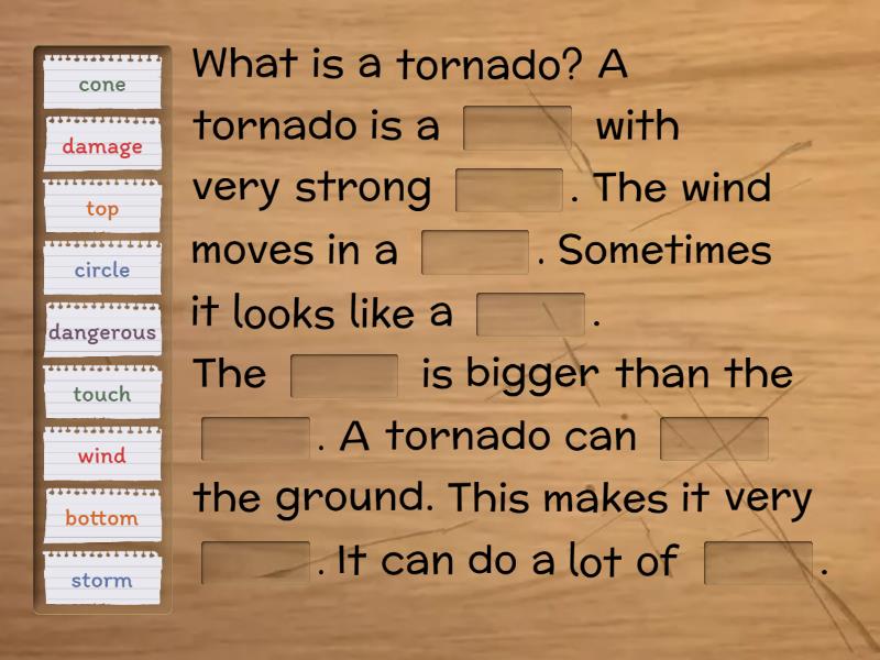 F1 U09 L06 | Reading 2: Facts about Tornadoes - Complete the sentence