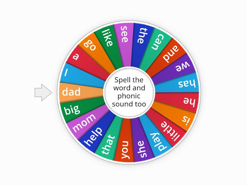 Sight words - Spin the wheel