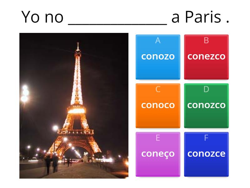 El verbo conocer - Presente de Indicativo - Quiz