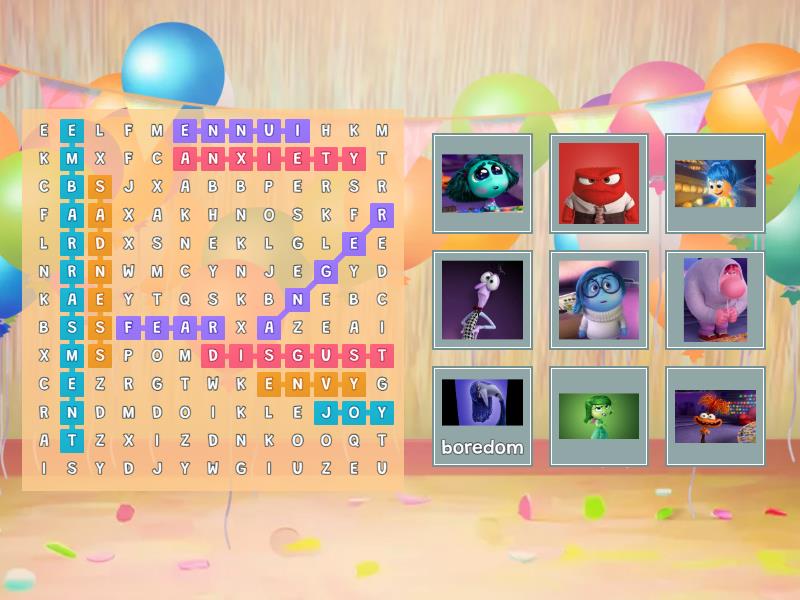 Emotions 'Inside out' - Wordsearch
