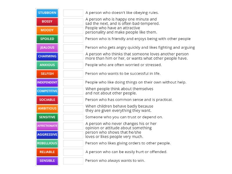 ADJECTIVES OF PERSONALITY (DEFINITIONS) - Associação