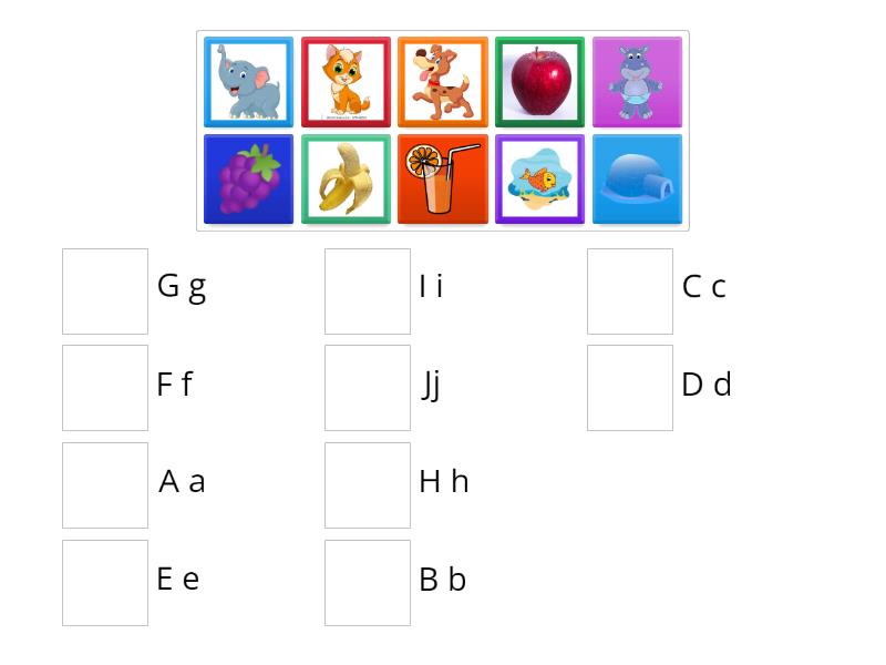 Alphabet from A to J - Match up