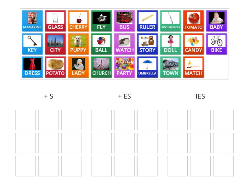 Plurals -s -es -ies - Group sort