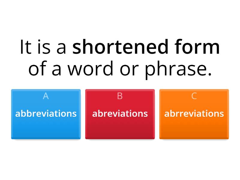 MT ENGLISH - ABBREVIATIONS - Quiz