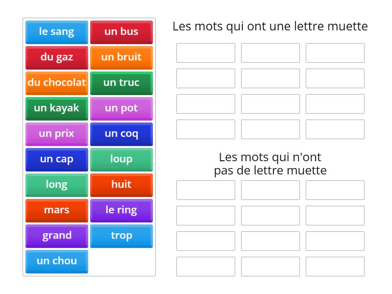 Classe les mots CE1-FLSCO - Trier par groupe