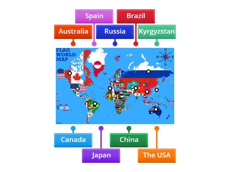 Name the countries - Labelled diagram