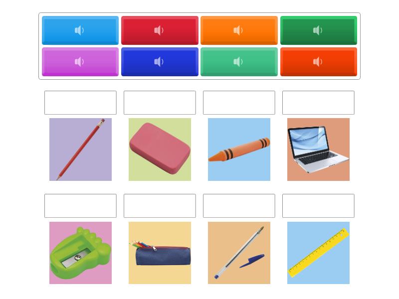 SCHOOL OBJECTS- UNIT 1, FIRST GRADE - Match up