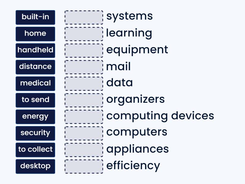 Computer Uses - Collocations - Match up