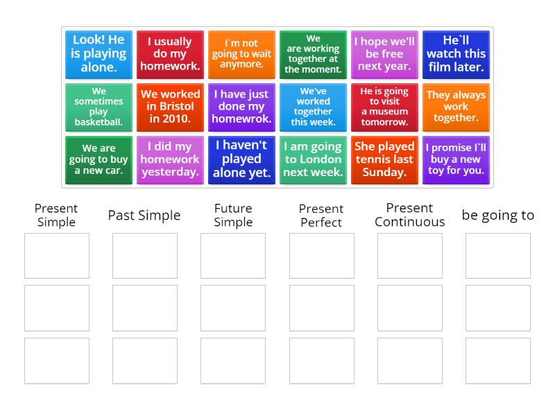 Tenses - Group sort