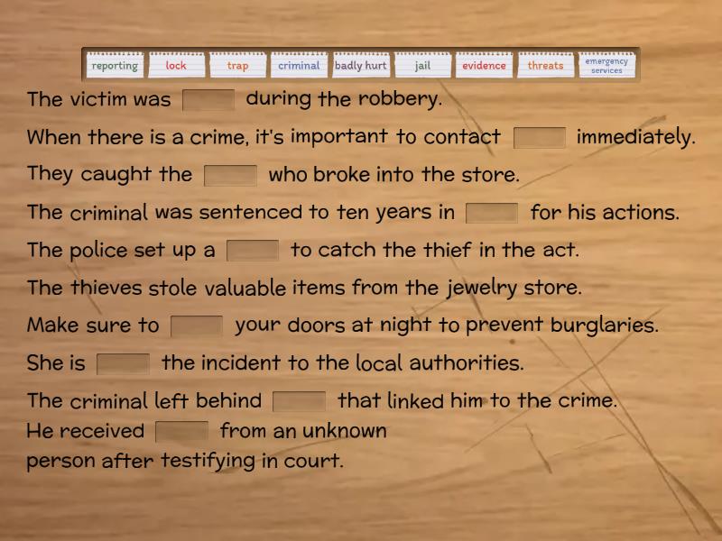 crime - Complete the sentence