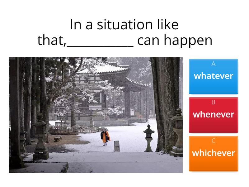Wherever/whatever/whichever/whoever/however/whenever - Quiz
