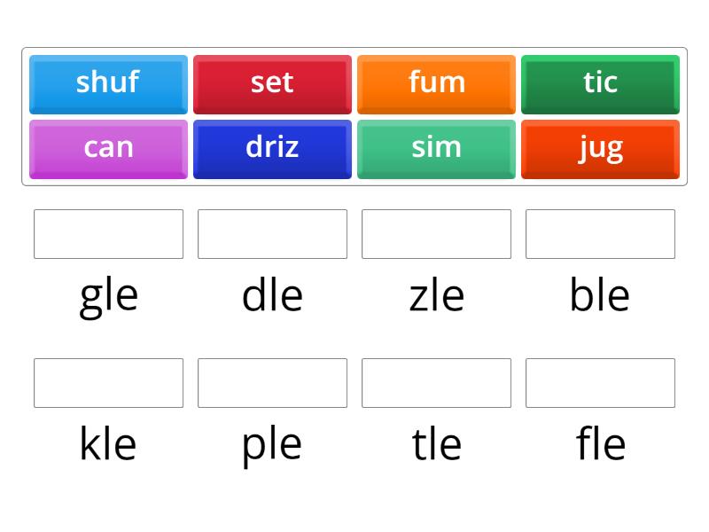 Step 6 consonant + le syllable matching - Match up