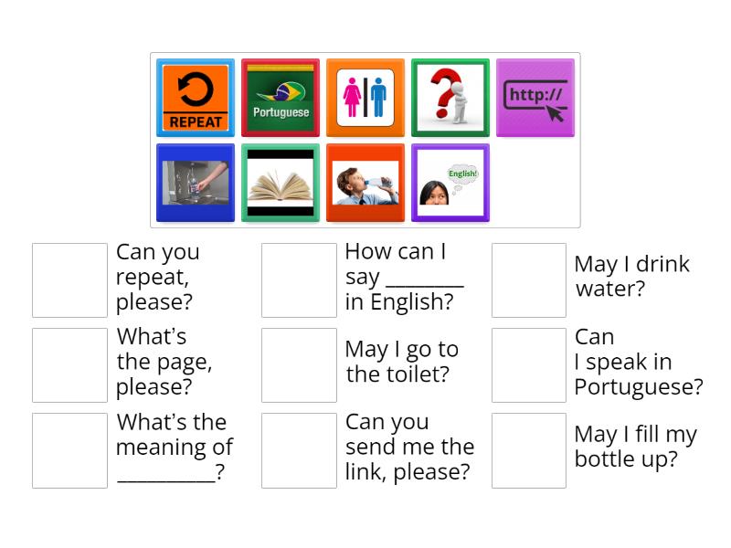 Classroom Language - Match up