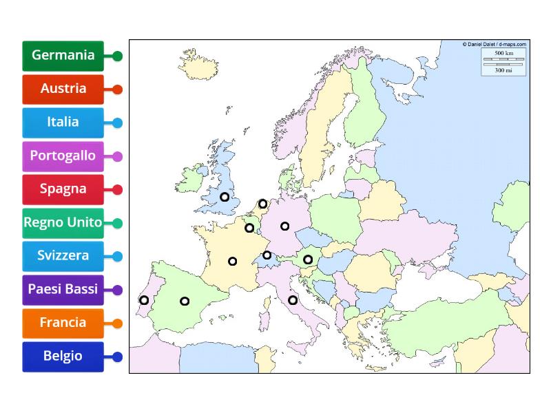 Carta muta Europa politica - Labelled diagram