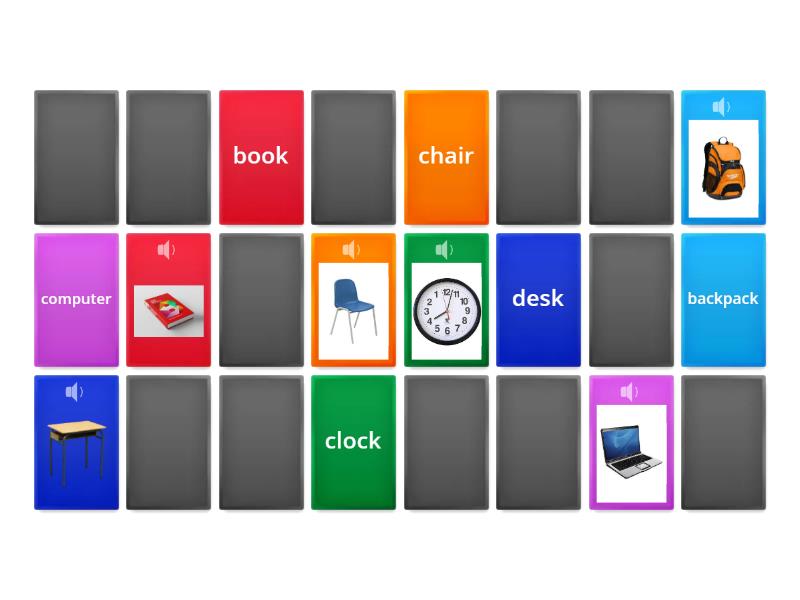 memory game school objects - Parejas