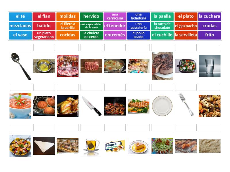 VOCABULARIO DEL RESTAURANTE - Match up