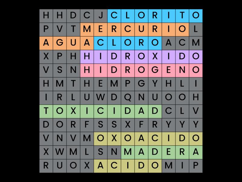 Sopa de letras Quimica - Wordsearch