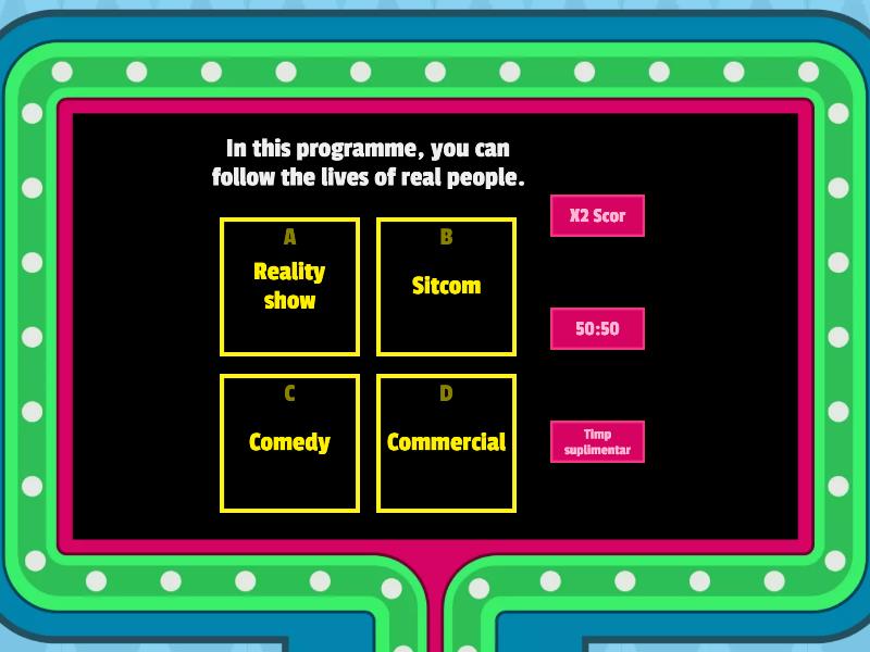 TELEVISION programme types - Gameshow quiz