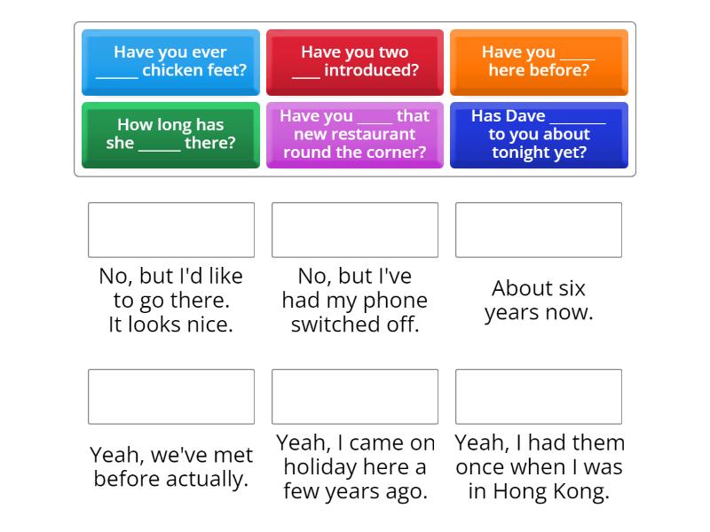 Out A2 Unit 4 Present Perfect - Match up