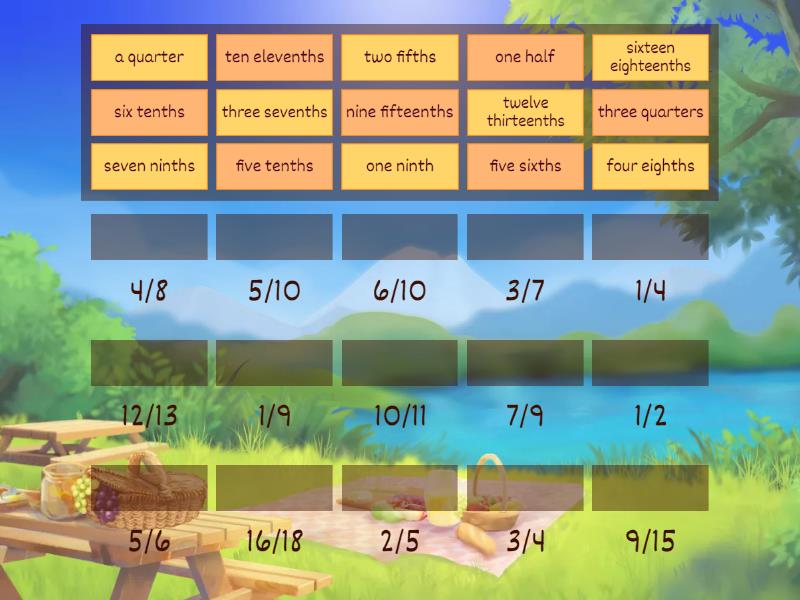 Fractions Matching - Une las parejas