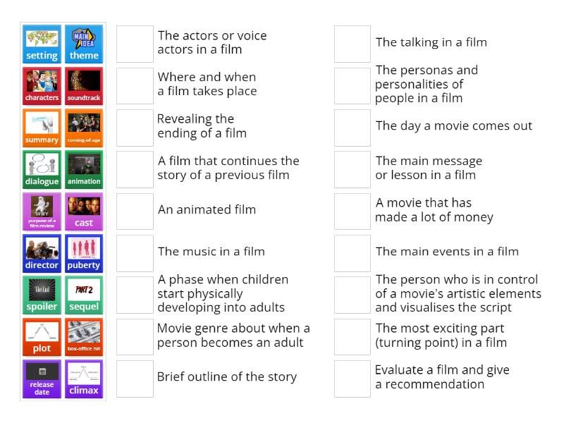 Movie review vocabulary - Match up