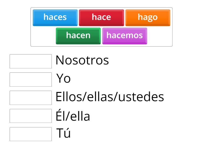 Conjugar HACER en Presente de indicativo - Match up