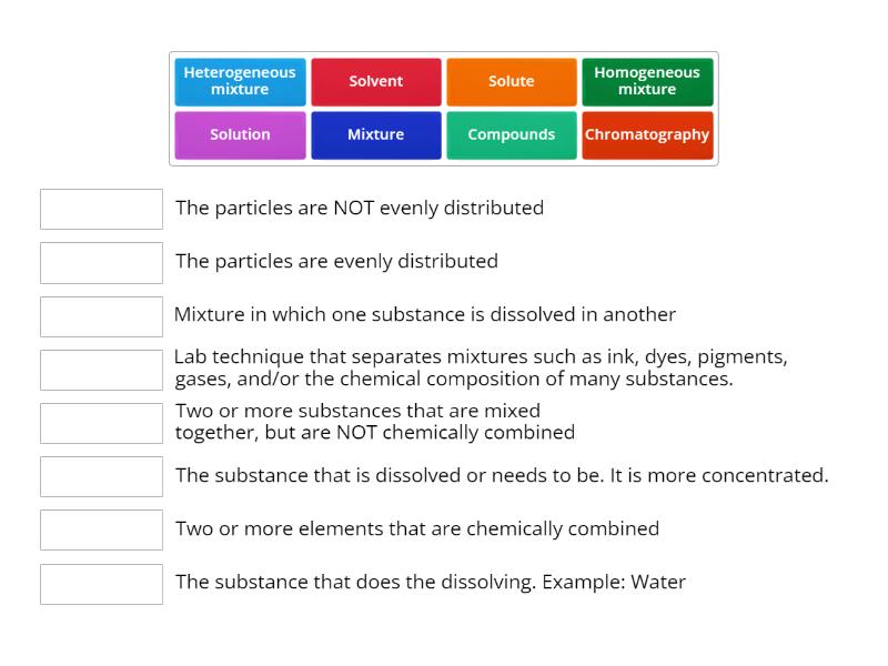SEPARATING MIXTURES - Match up
