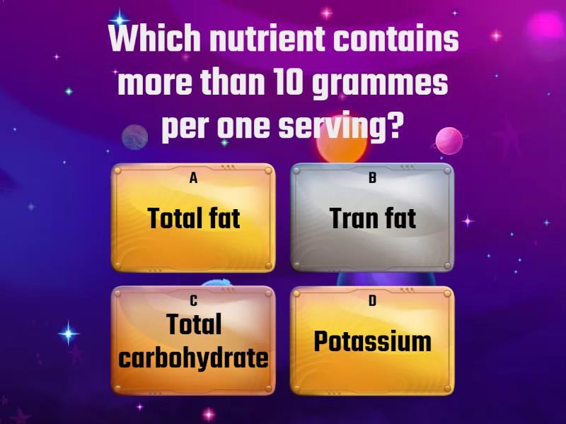Nutrition facts label : Exercise 4 - Quiz