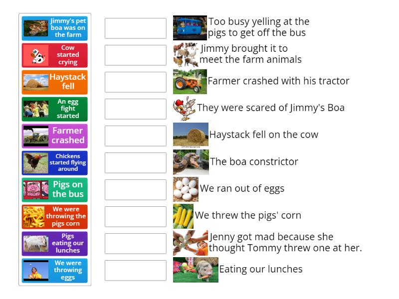 The Day Jimmy's Boa Ate the Wash Cause and Effect - Match up