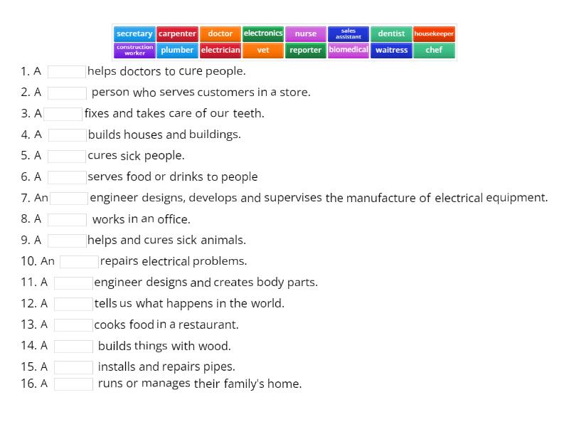 Jobs and Occupations - Complete the sentence