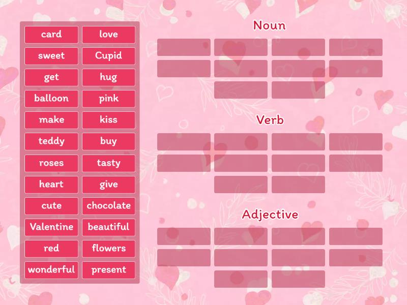 St.Valentine verbs/nouns/adjectives - Group sort