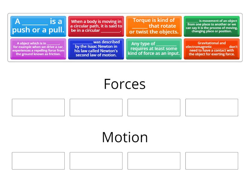 Forces And Motion Game - Group sort