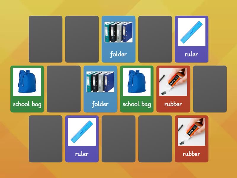 P1b unit3 - school stationery - Matching pairs