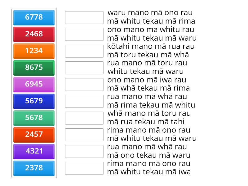Te Reo Numbers Maia:) - Match up