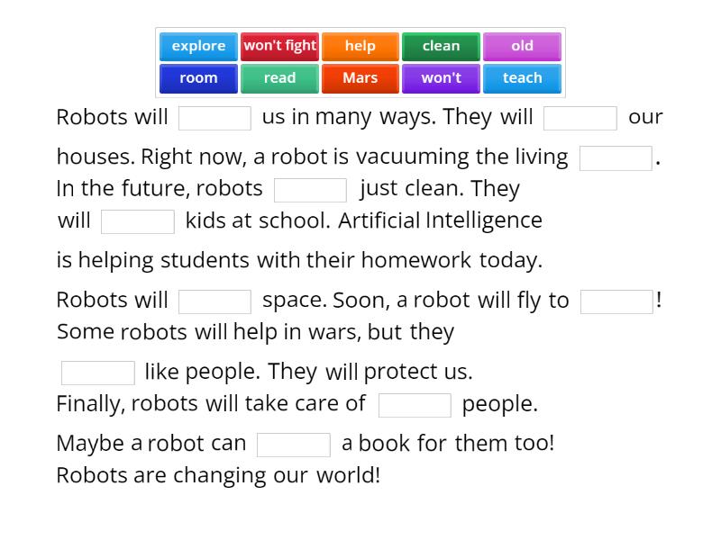 Robots in the future - Complete the sentence