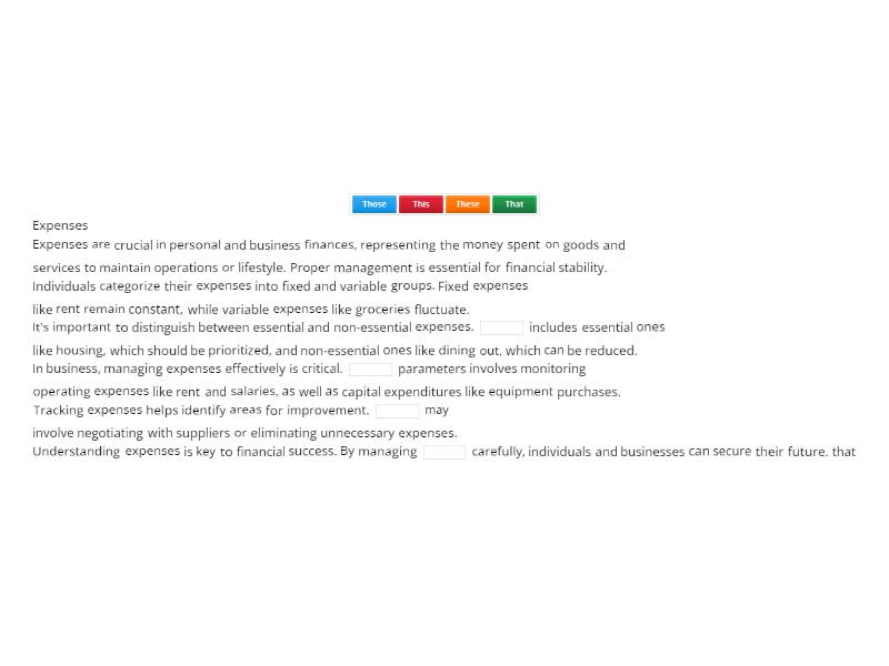 Expenses - Complete the sentence