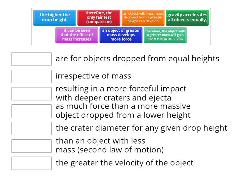 Science Sentence Starter Matching - Match up