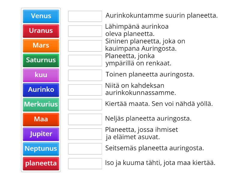 Avaruus - yhdistä parit - Match up