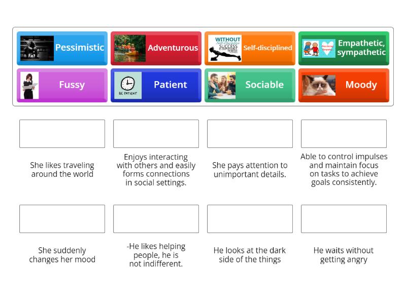 DESCRIBING PERSONALITY TRAITS - Match up