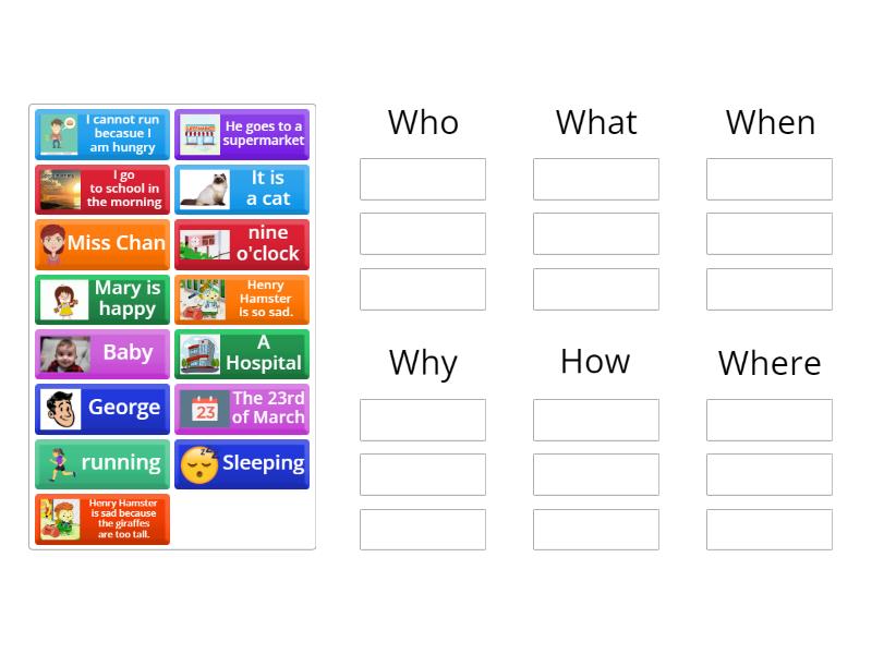 WH question words - Group sort