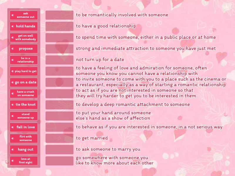 Saint Valentine's Day Definitions Idioms - Match up
