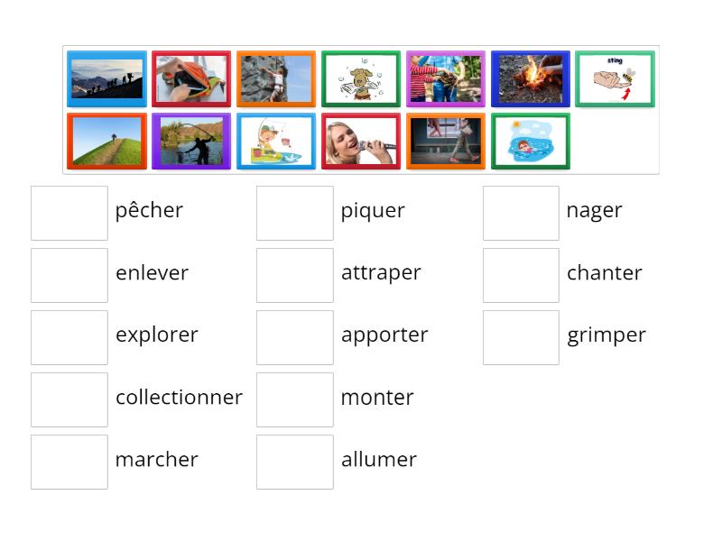 les verbes - le camping - Match up
